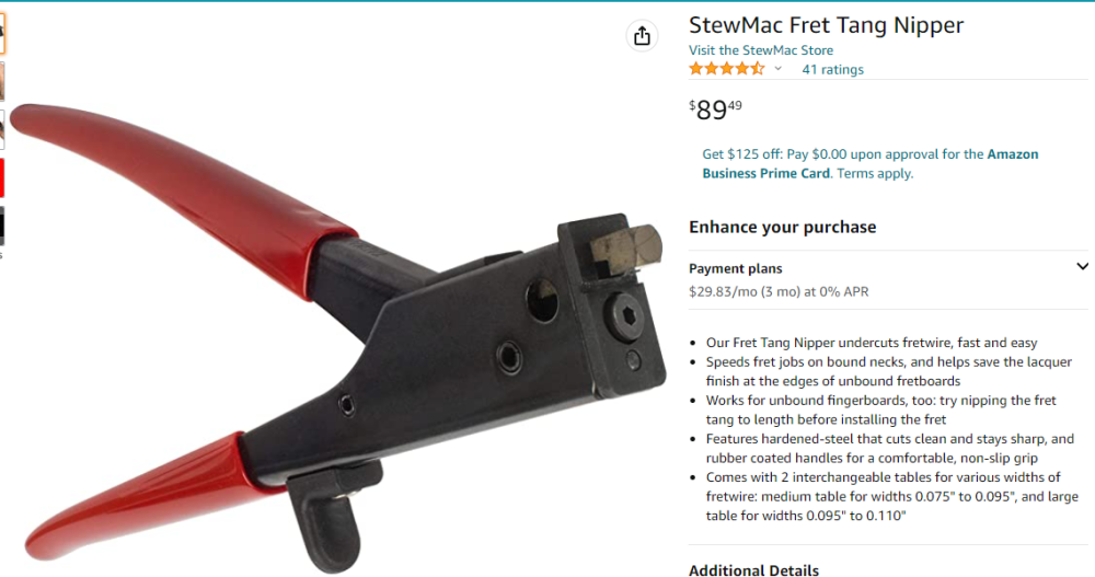 StewMac Fret Tang Nippers - The Marketplace - ProjectGuitar.com